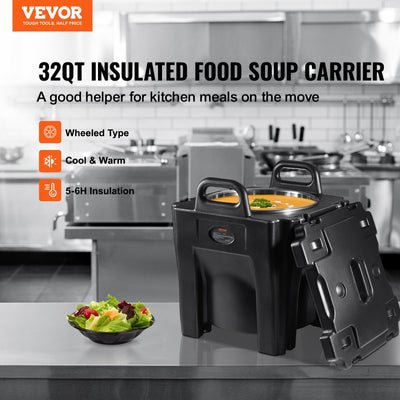 Vevor Insulated Food Carrier 32 Qt Stackable Catering Hot Box Black Ne ...