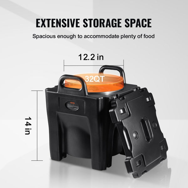 Vevor Insulated Food Carrier 32 Qt Stackable Catering Hot Box Black Ne ...