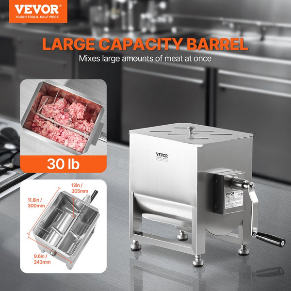Vevor Meat Mixer 30 lb Stainless Steel Sausage Mixer with Gearbox New ...
