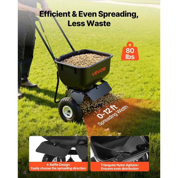 Vevor Broadcast Spreader 12' Push Lawn Spreader New – FactoryPure