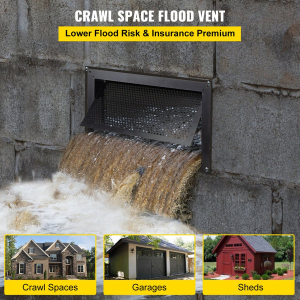 Vevor Foundation Flood Vent 8" x 16" Crawl Space Wall Vent New ...