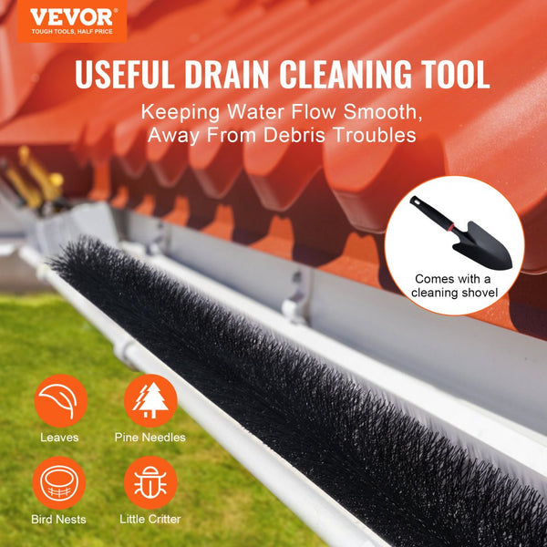Vevor Gutter Brush 120' 4.33" Diameter Leaf Guard for 5" Gutters 40-Pa ...