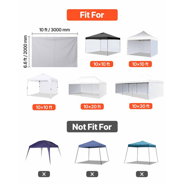 Vevor Canopy Sidewalls 10' x 10' Pop Up Tent Side Panels White New ...