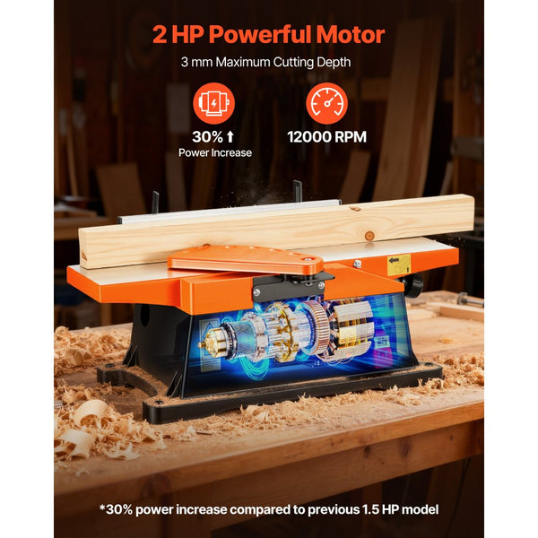 Vevor Benchtop Jointer 6" 2 HP 12000 RPM Woodworking Jointer New ...