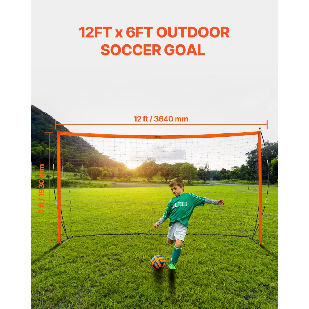 Vevor Soccer Goal 12' x 6' Portable Backyard Training Net with Carry B ...