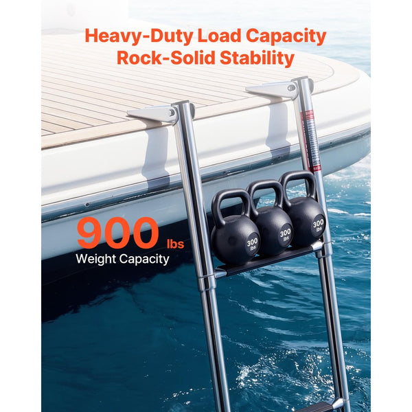 Vevor Boat Ladder 4-Step Telescoping Folding Swim Deck Rear Entry New ...