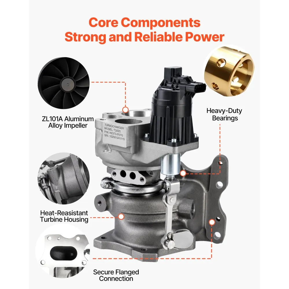 Vevor Turbocharger Kit Complete Turbo with Solenoid Valve for Honda Ci ...