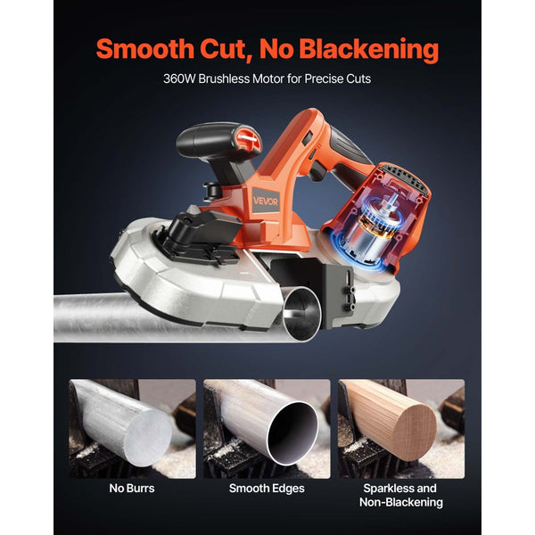 Vevor Band Saw 20V Cordless Portable 2.56" Deep Cut Variable Speed Bar ...