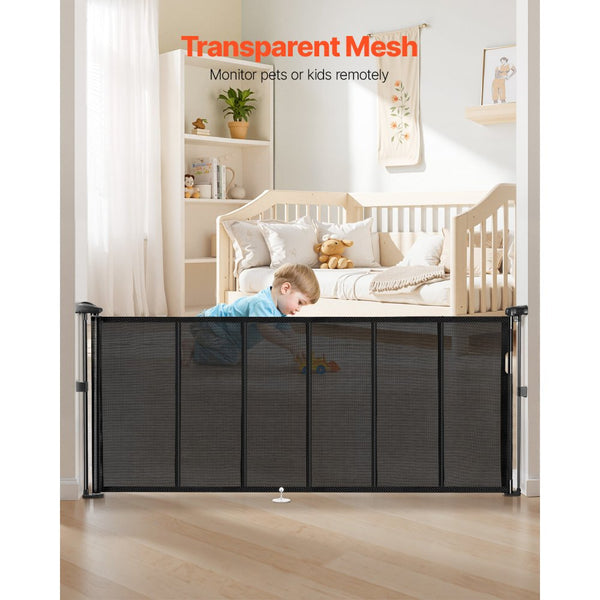 Vevor Retractable Baby Gate 34" x 70.87" Black Mesh New – FactoryPure