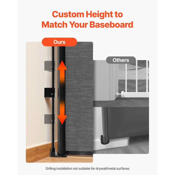 Vevor Baby Gate Retractable Mesh Safety Gate 72.8" W x 31.3" H Black N ...