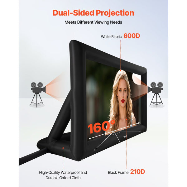 Vevor Inflatable Projector Screen 20' Outdoor Movie Screen with 250W B ...