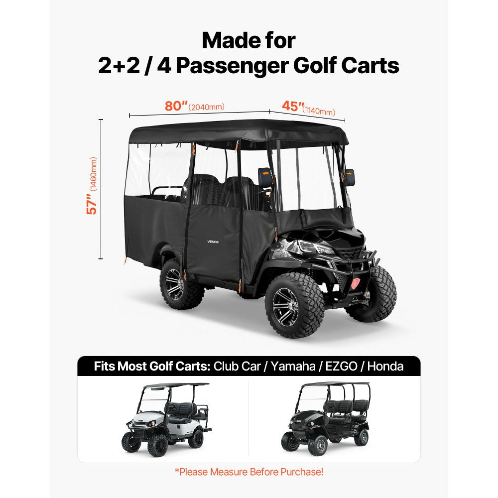 Vevor Golf Cart Cover Visible Full Enclosure 2+2/4 Passenger 420D Wate ...
