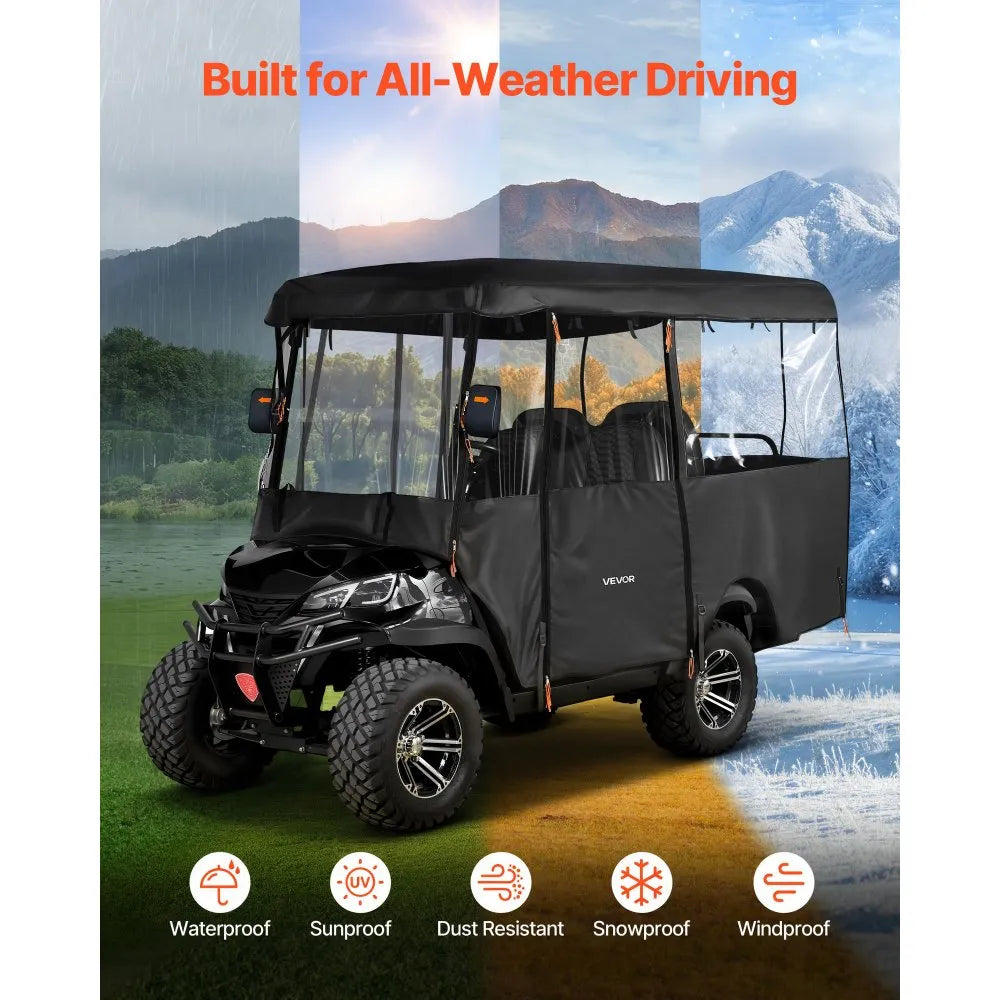 Vevor Golf Cart Cover Visible Full Enclosure 2+2/4 Passenger 420D Wate ...