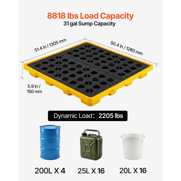 Vevor Spill Containment Pallet 4 Drum Low Profile Modular Platform 31 ...