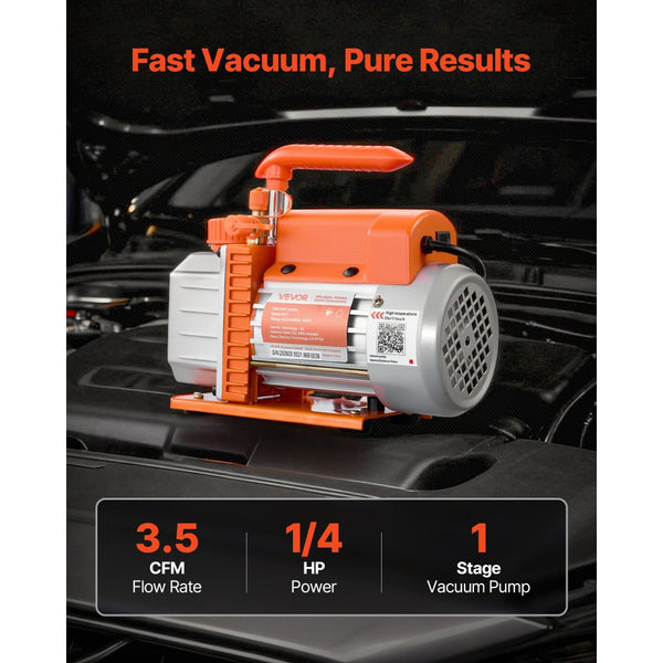 Vevor Vacuum Pump 3.5 CFM 1/4 HP Single-Stage Rotary Vane AC New ...