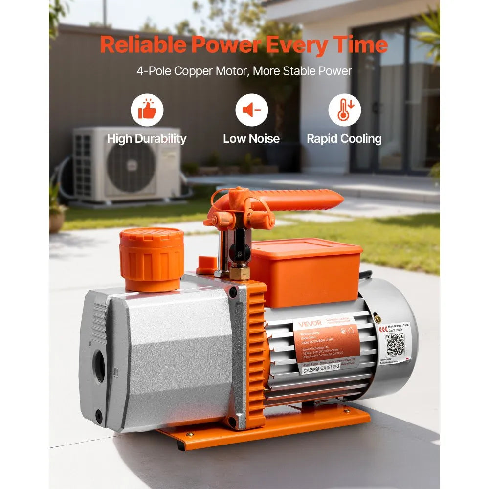 Vevor Vacuum Pump 7 CFM 3/4 HP Two-Stage Rotary Vane AC HVAC Pump New ...
