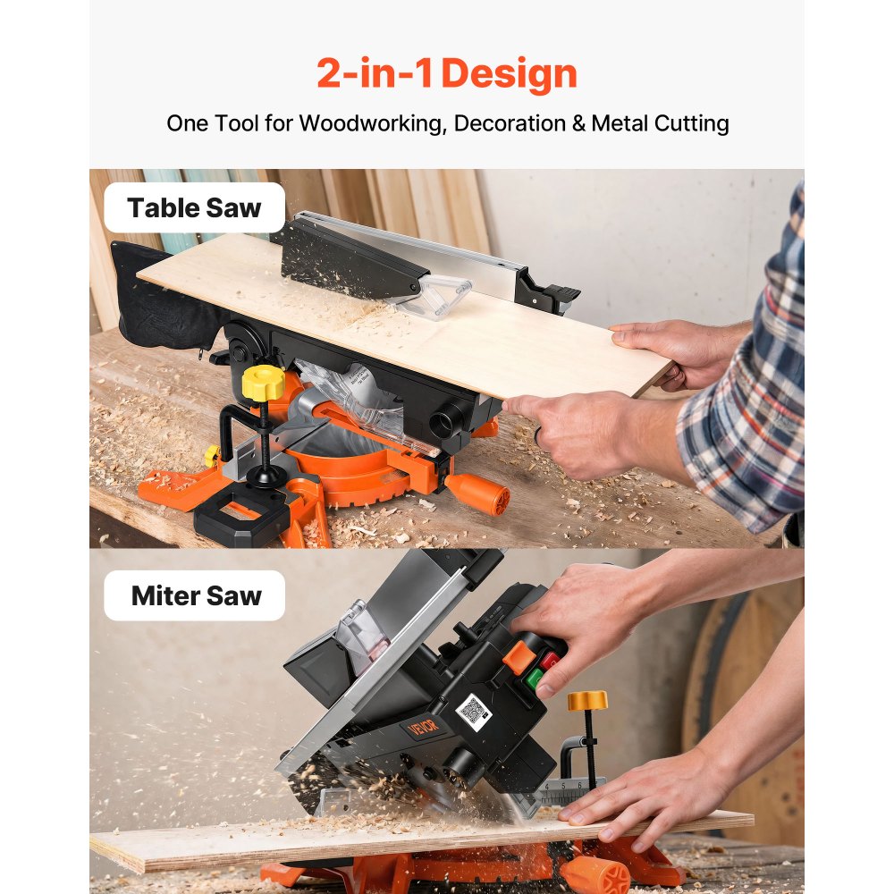 Vevor Miter Saw 8-1/4" 2-in-1 Compound Table Saw with Laser Alignment ...