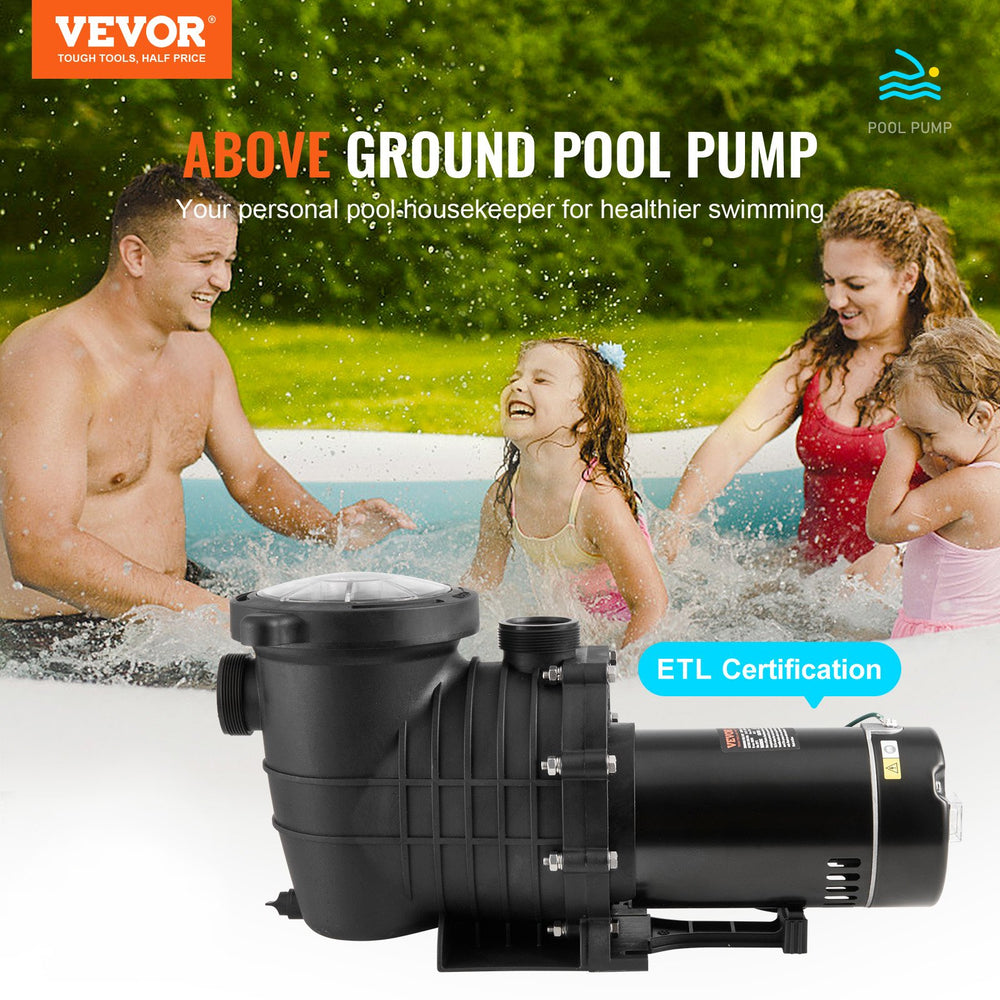Vevor Above Ground Pool Pump 1.5 HP 100 GPM Single Speed 110/240V New ...