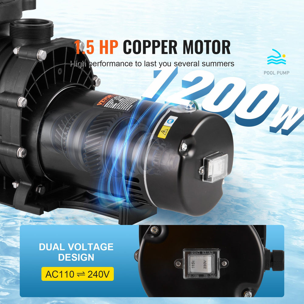Vevor Above Ground Pool Pump 1.5 HP 100 GPM Single Speed 110/240V New ...