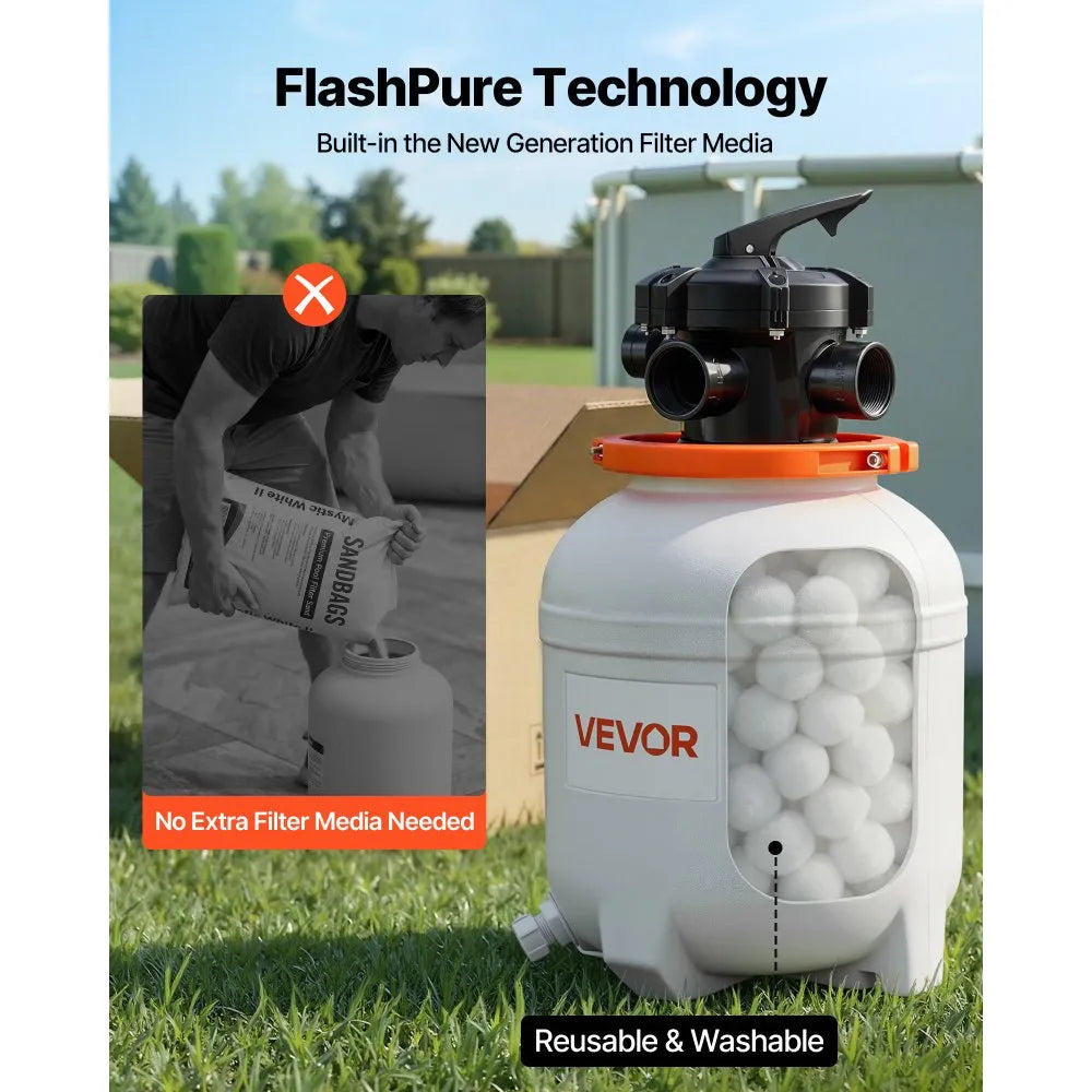 Vevor Sand Filter Pump FlashPure 12" Above Ground Pool 0.5 HP 3000 GPH ...
