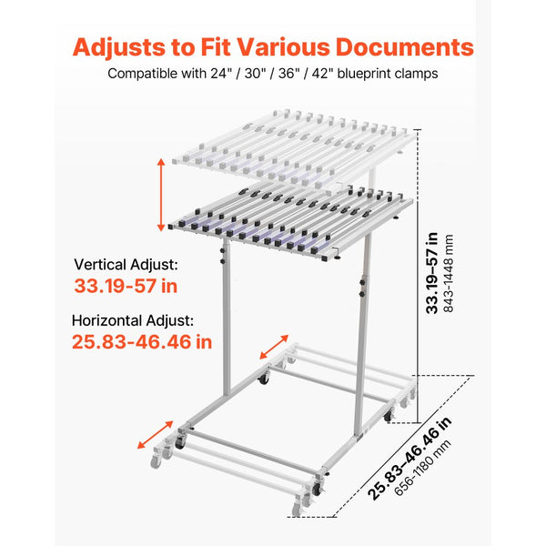 Vevor Blueprint Storage Rack Mobile Adjustable Vertical Drawing Organi ...