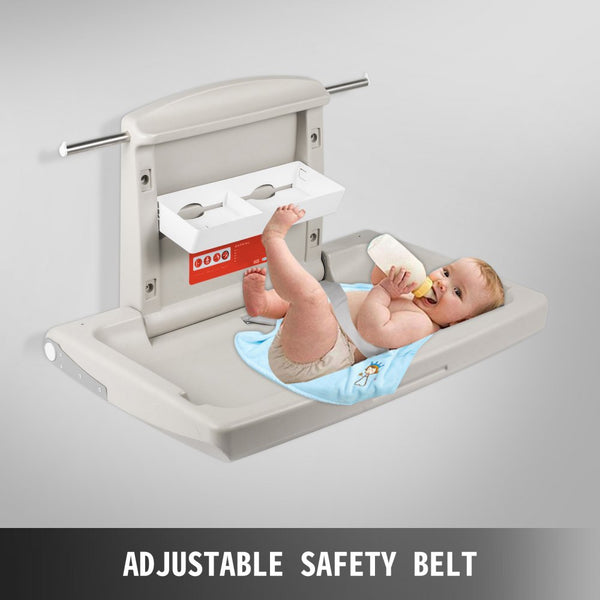 Vevor Baby Changing Station Wall-Mounted Fold-Down Diaper Table Gray N ...