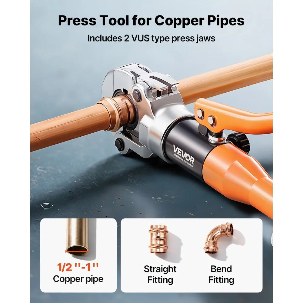 Vevor Copper Pipe Crimping Tool Hydraulic Press Tool with 3 Jaws New ...
