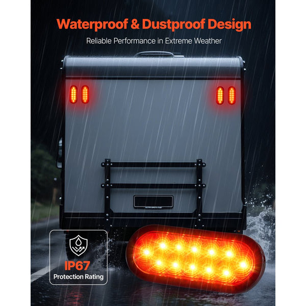 Vevor Trailer Lights 4-Pc 12V Oval LED Tail Light Kit Red New – FactoryPure