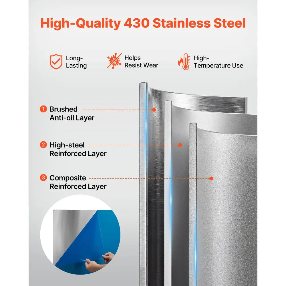 Vevor Backsplash 30" x 30" Stainless Steel Stove Wall Shield Panel New ...