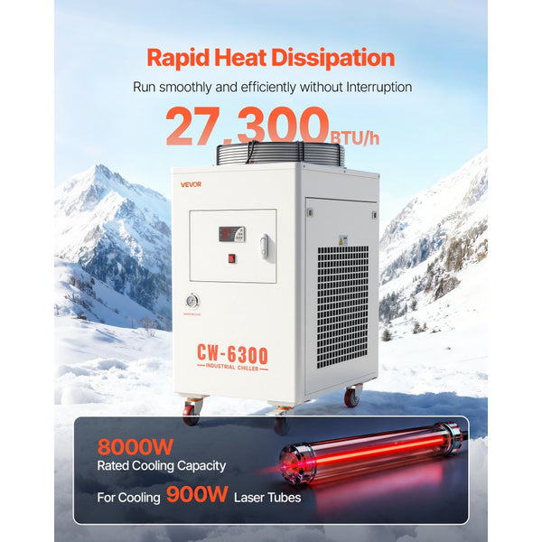 Vevor Industrial Water Chiller 27,300 BTU/h Cooling System New ...
