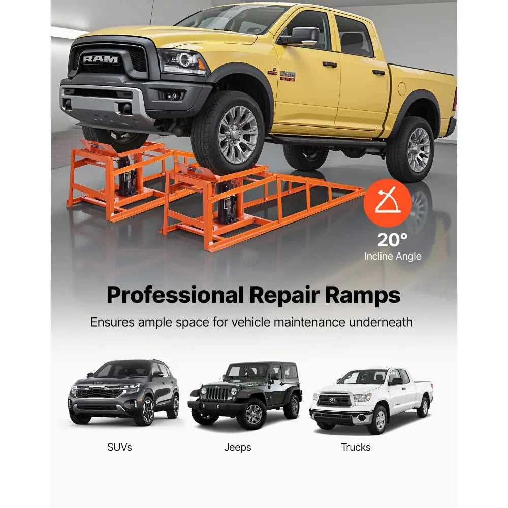 Vevor Hydraulic Car Ramps Heavy Duty 11,000 lbs 2-Pack Adjustable Lift ...