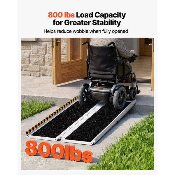 Vevor Wheelchair Ramp Portable Folding Non-Slip Aluminum 5' 800 lbs Ne ...