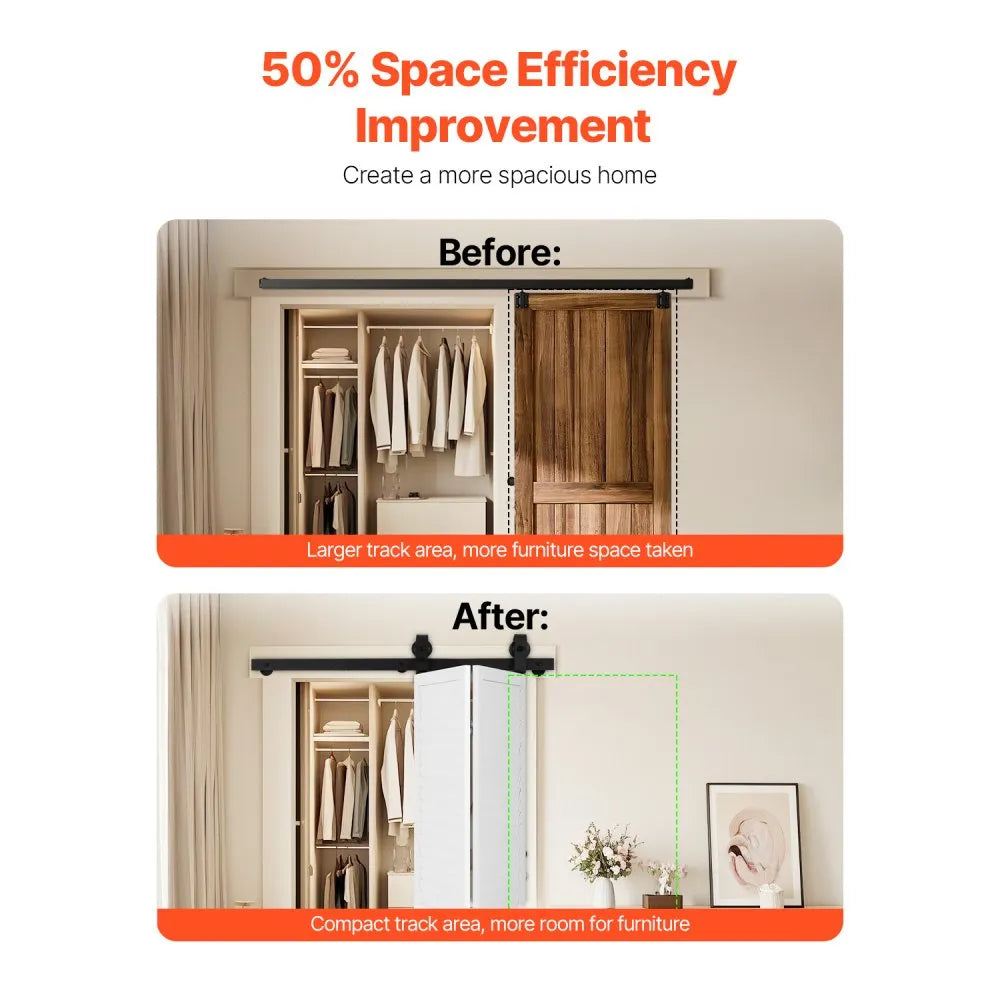 Vevor Bi-Folding Sliding Barn Door Hardware Track Kit 40" Top Mount fo ...
