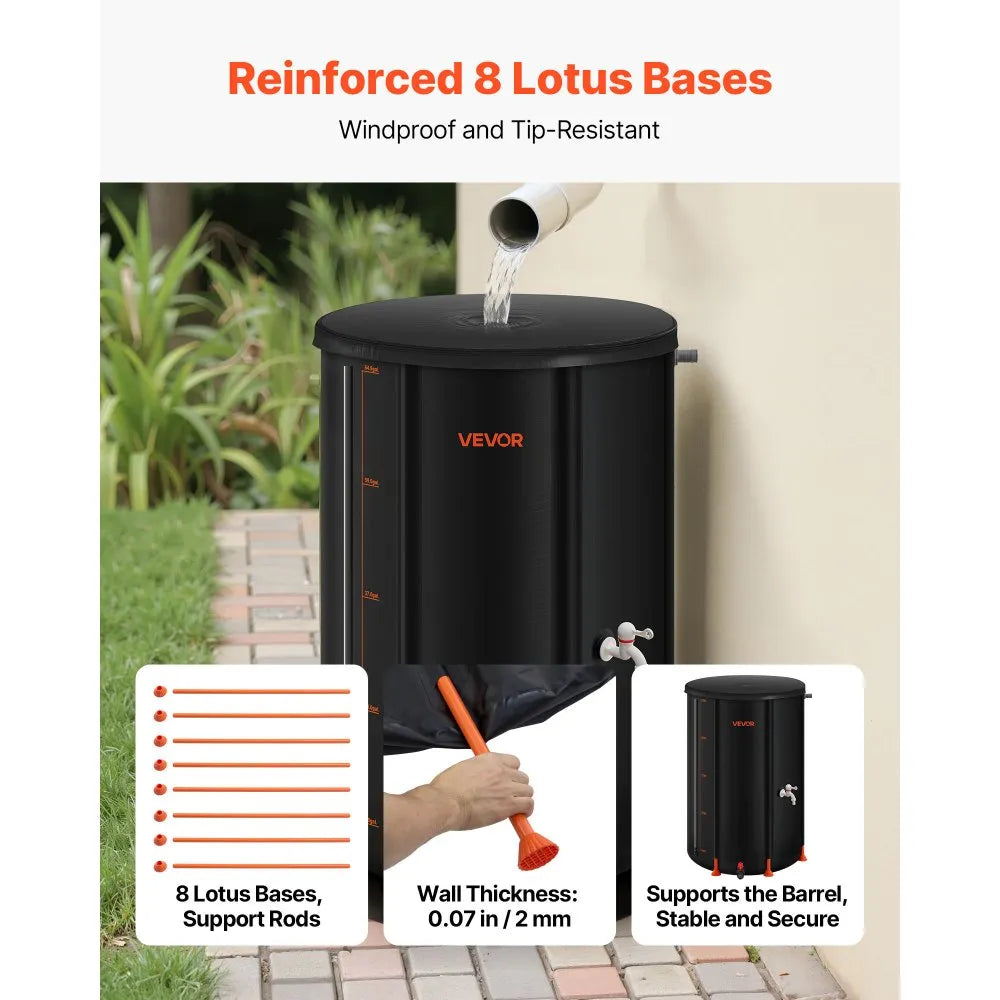 Vevor Rain Barrel 66 Gallon Collapsible Rain Water Collection Barrel N ...