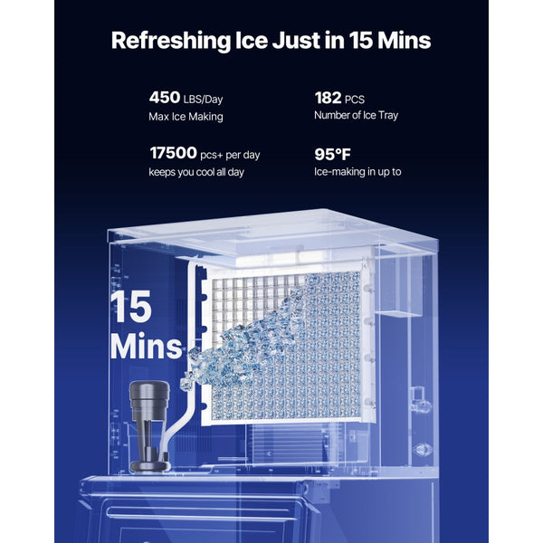 Vevor Ice Maker Commercial 450 lbs/24H with 250 lbs Storage Bin Touchs ...
