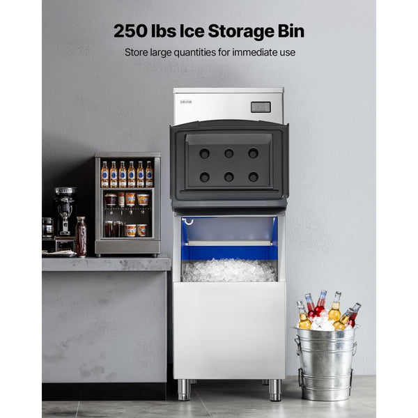 Vevor Ice Maker Commercial 450 lbs/24H with 250 lbs Storage Bin Touchs ...
