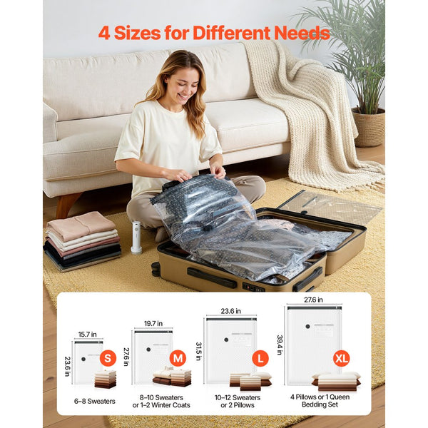 Vevor Vacuum Storage Bags 26-Pack Space Saver Bags with Pump and Charg ...