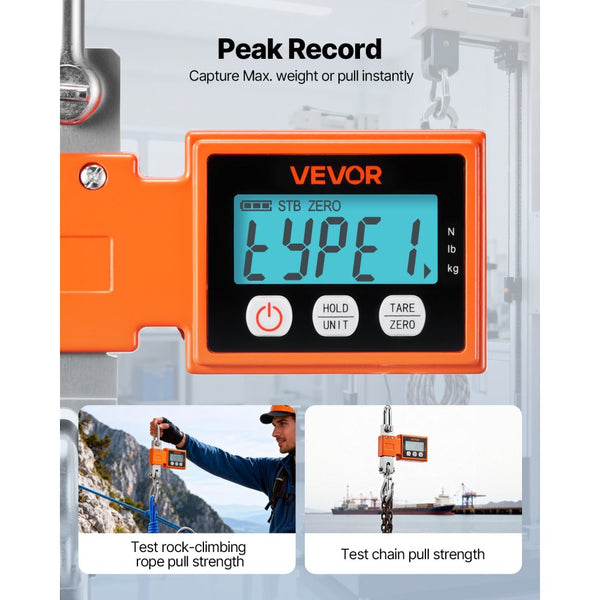 Vevor Crane Scale Digital 1100 lbs 500 kg Industrial Hanging Scale New ...
