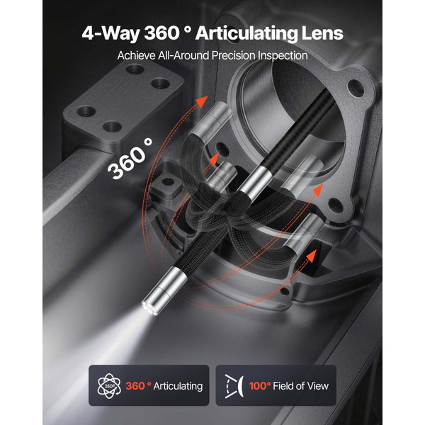 Vevor Borescope Camera 360° Articulating Endoscope with Light 6" HD IP ...