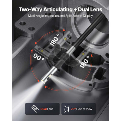 Vevor Borescope 2-Way Dual-Lens Articulating Endoscope Inspection Came ...