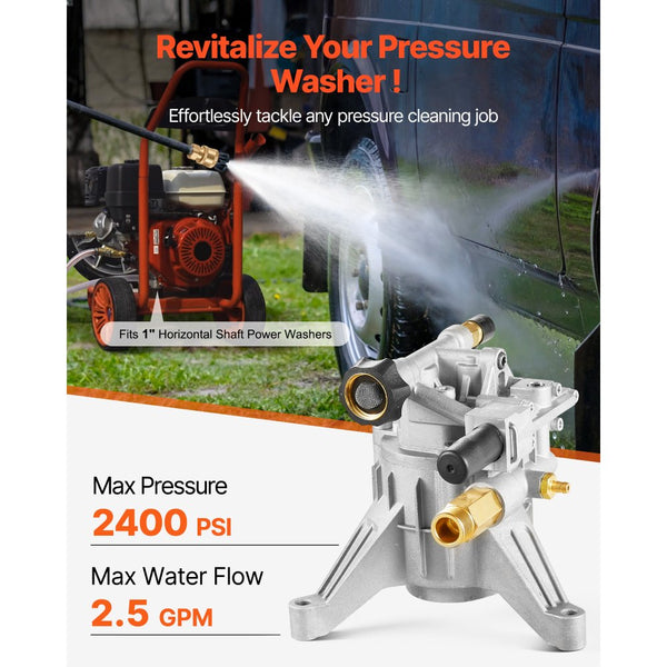 Vevor Pressure Washer Pump 2400 PSI 2.5 GPM 7/8" Shaft Vertical Replac ...