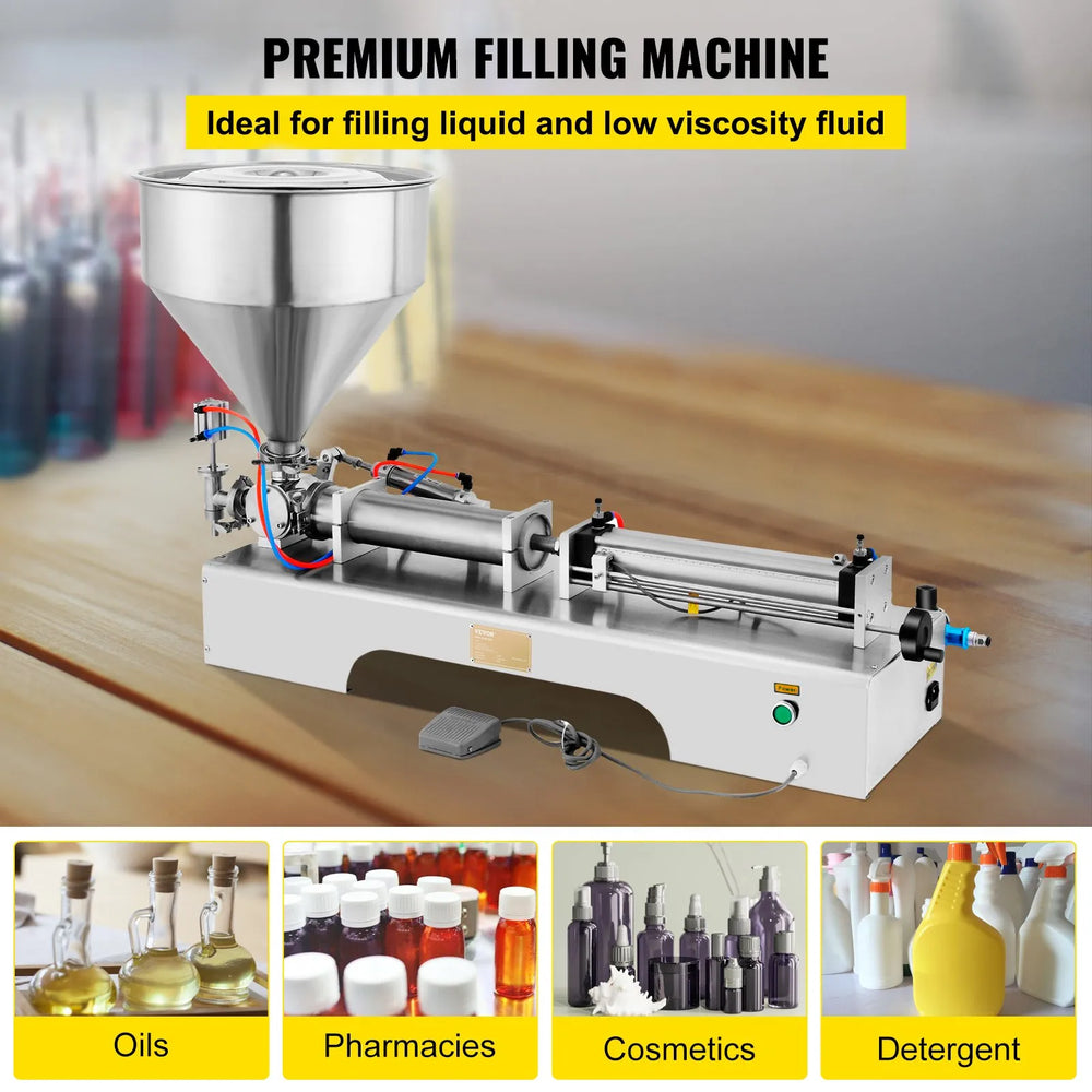 Vevor Pneumatic Liquid Filling Machine 50-500mL Volume with 30L Hopper ...