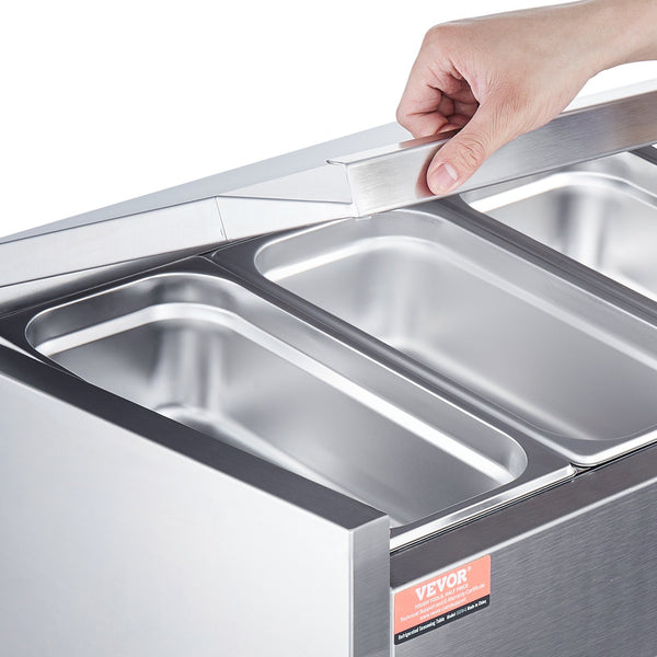 Vevor Refrigerated Condiment Prep Station 40" 130W with Stainless Stee ...