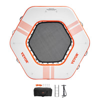Vevor Inflatable Floating Dock 8.5 FT Hexagon with 5 FT Trampoline Mes ...