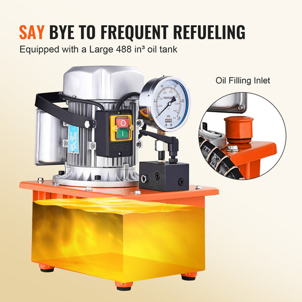 Vevor Hydraulic Pump 10000 PSI 750W 110V Single Acting Manual Valve El ...