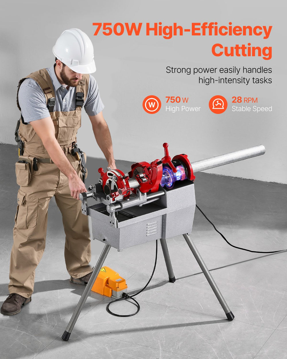 Vevor Pipe Threader Cutter Combo Machine 750W for 1/2" to 2" Pipes New ...
