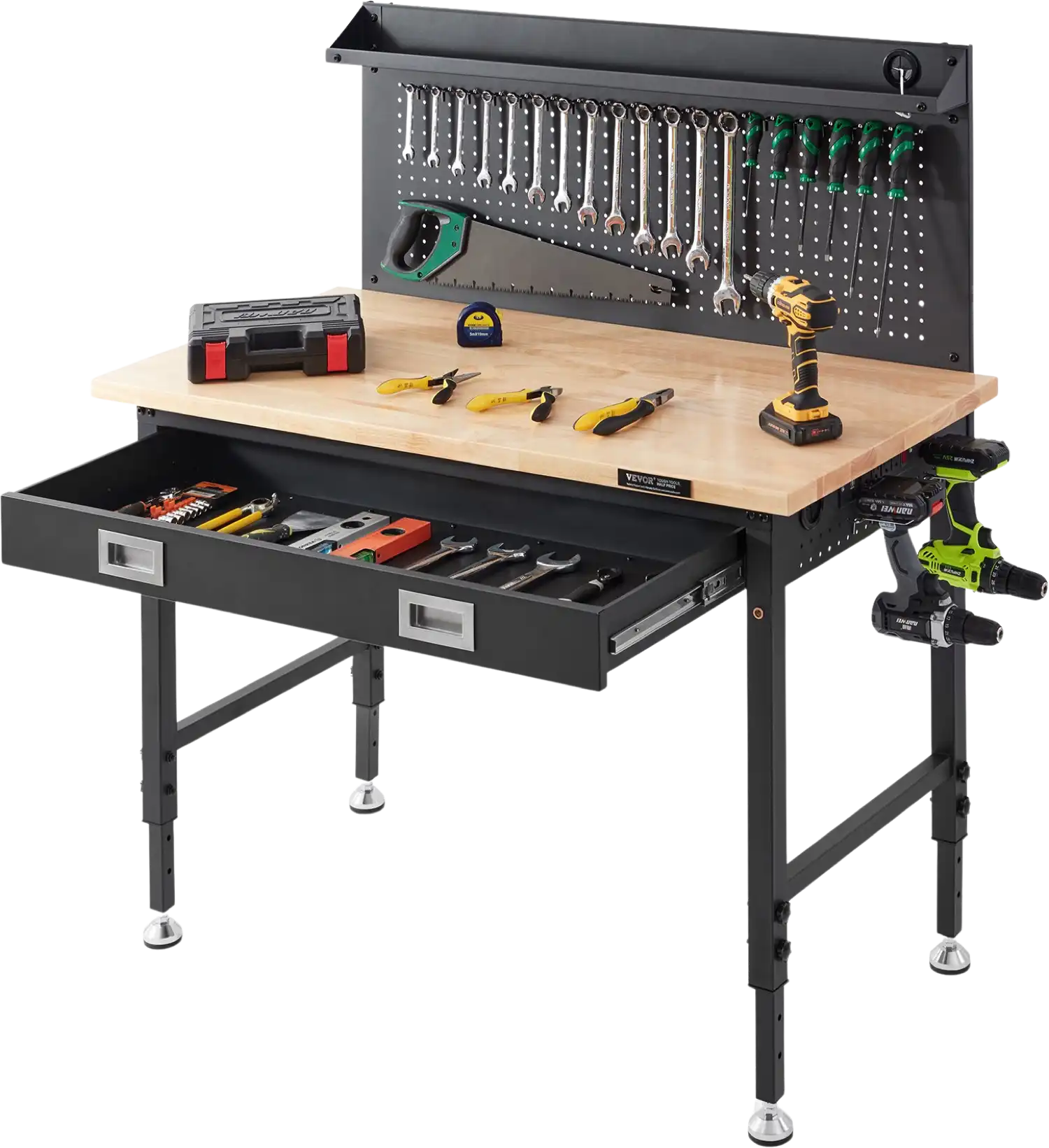 Vevor Workbench Adjustable Height 28"-39.5" Carbon Steel 2000 lbs Weig ...