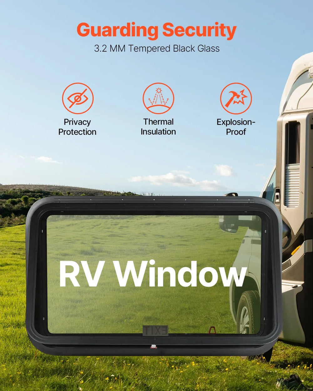 Vevor Exit RV Window 36" x 22" Emergency Push Out with Screen New ...