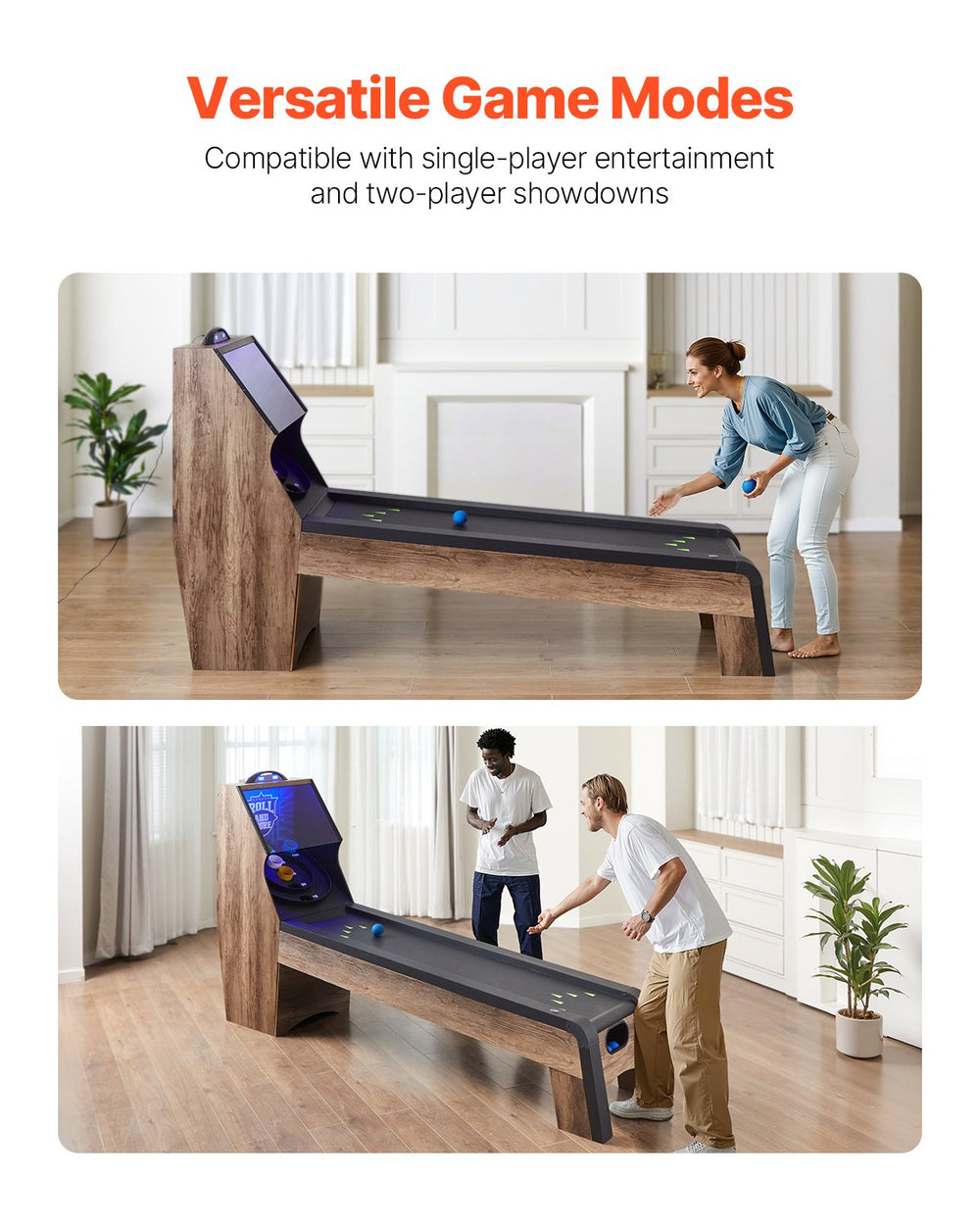 Vevor Roll & Score Arcade Game Table 9 Ft with LED Electronic Scorer N ...