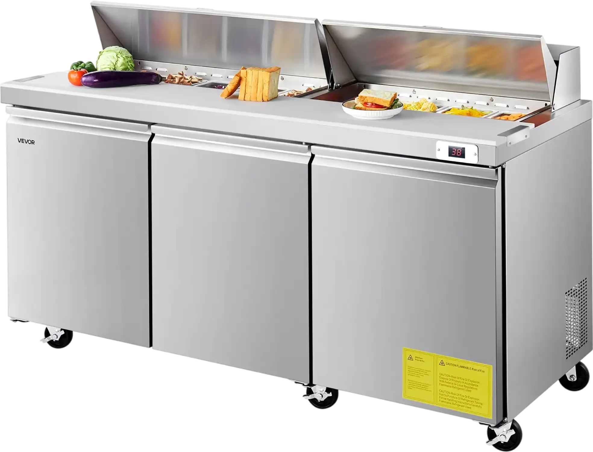 Vevor Commercial Refrigerator Prep Table 18.7 Cu. Ft with 18 Pans and ...